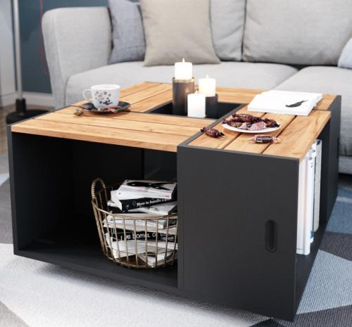 TABLE basse 80 x 80 cm, en bois et espaces de rangement