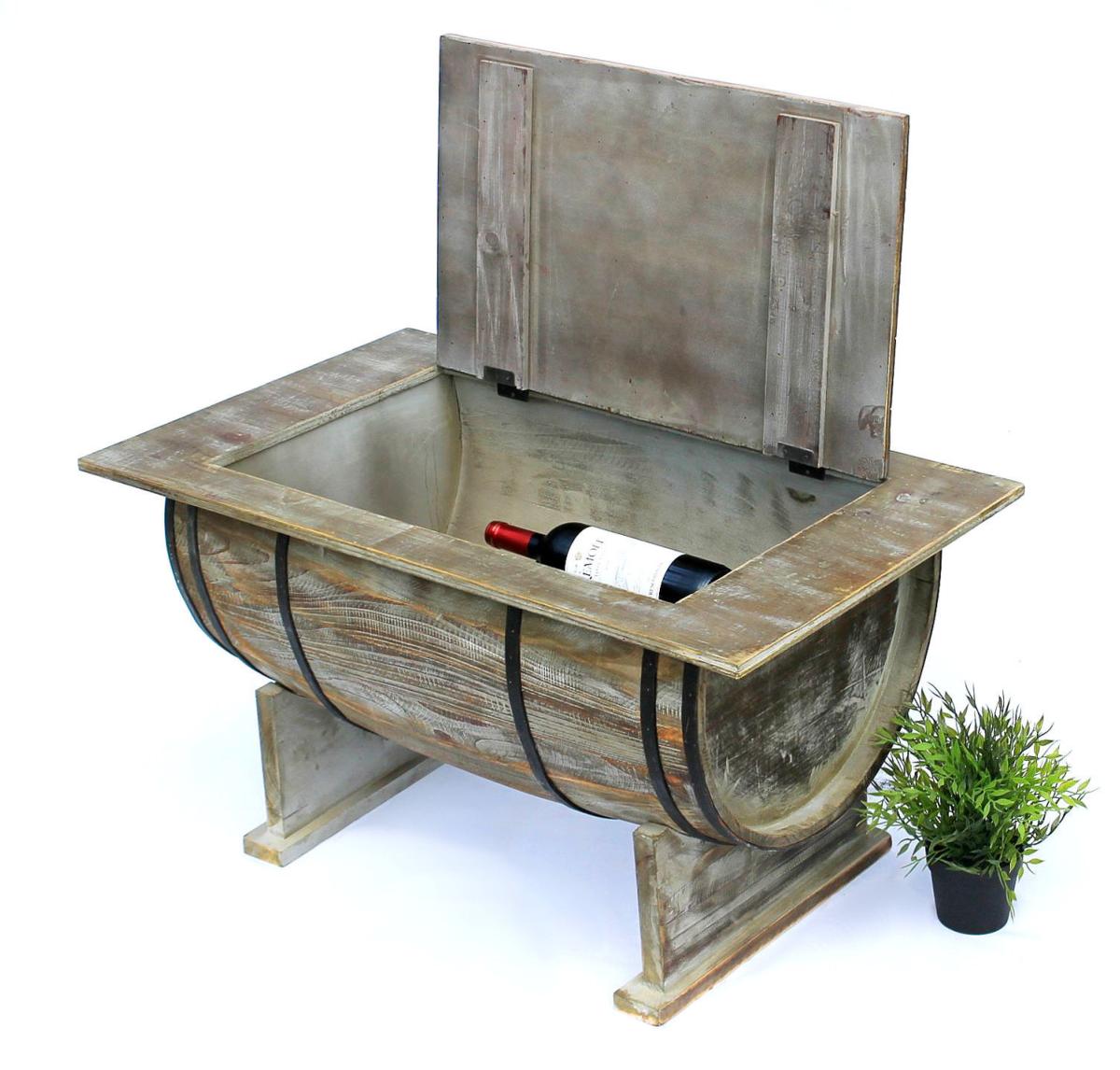 TABLE de salon, basse, bois antique, forme demi tonneau