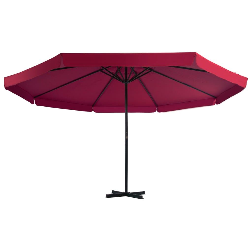 PARASOL aluminium géant, toile rouge, 5.00 mètres