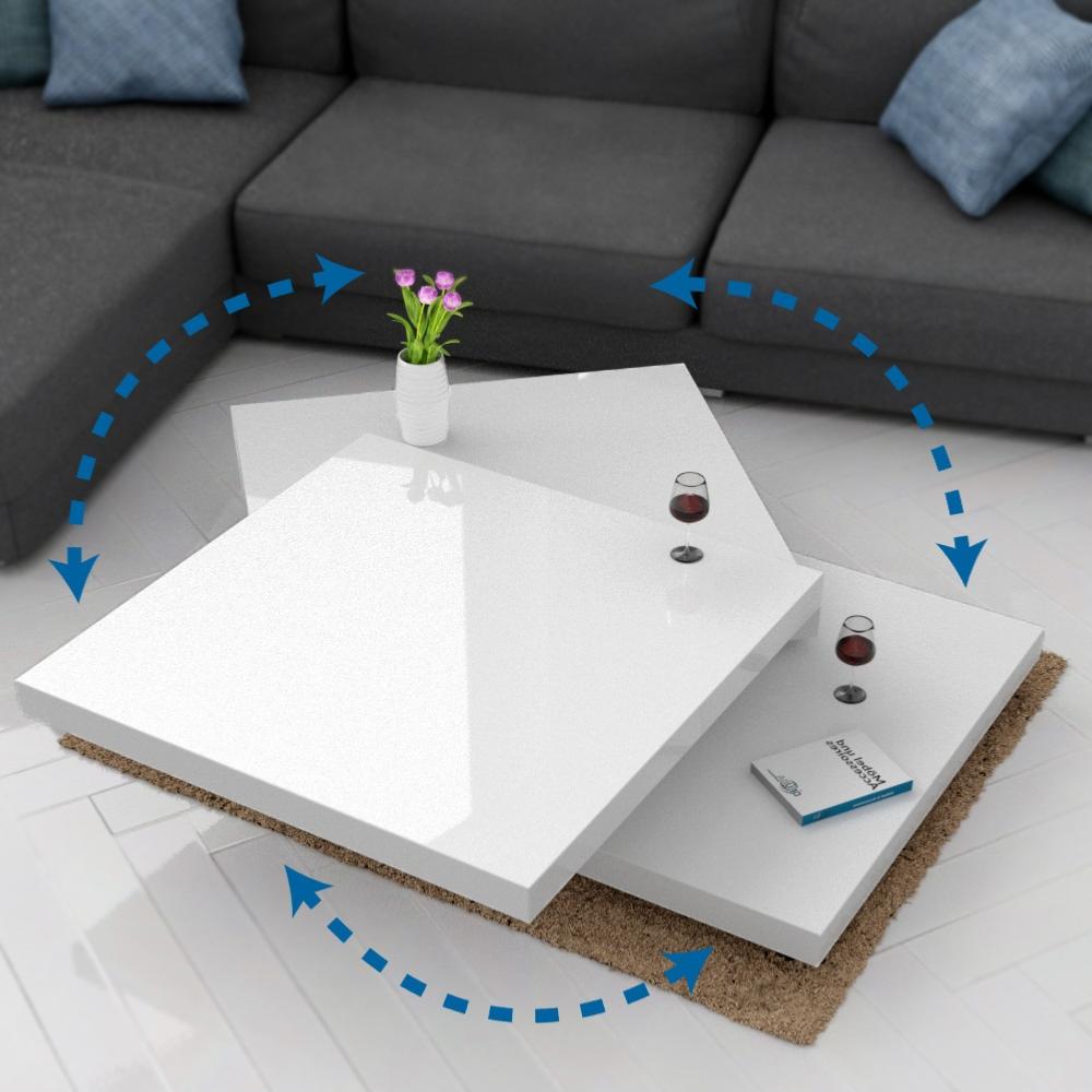 TABLE basse pivotante carrée, 60 x 60 cm, noir laqué