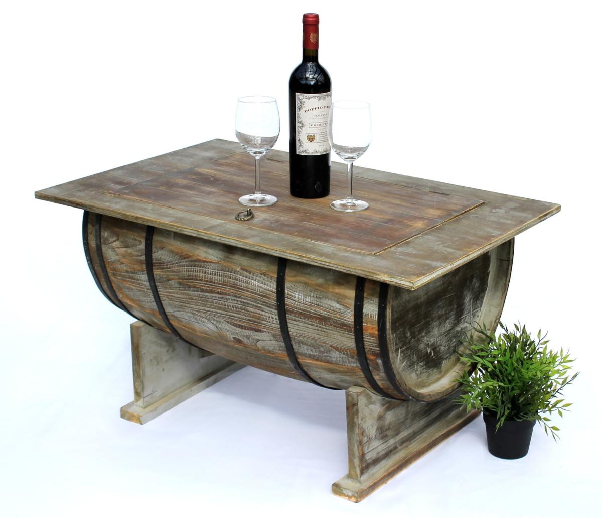 TABLE de salon, basse, bois antique, forme demi tonneau
