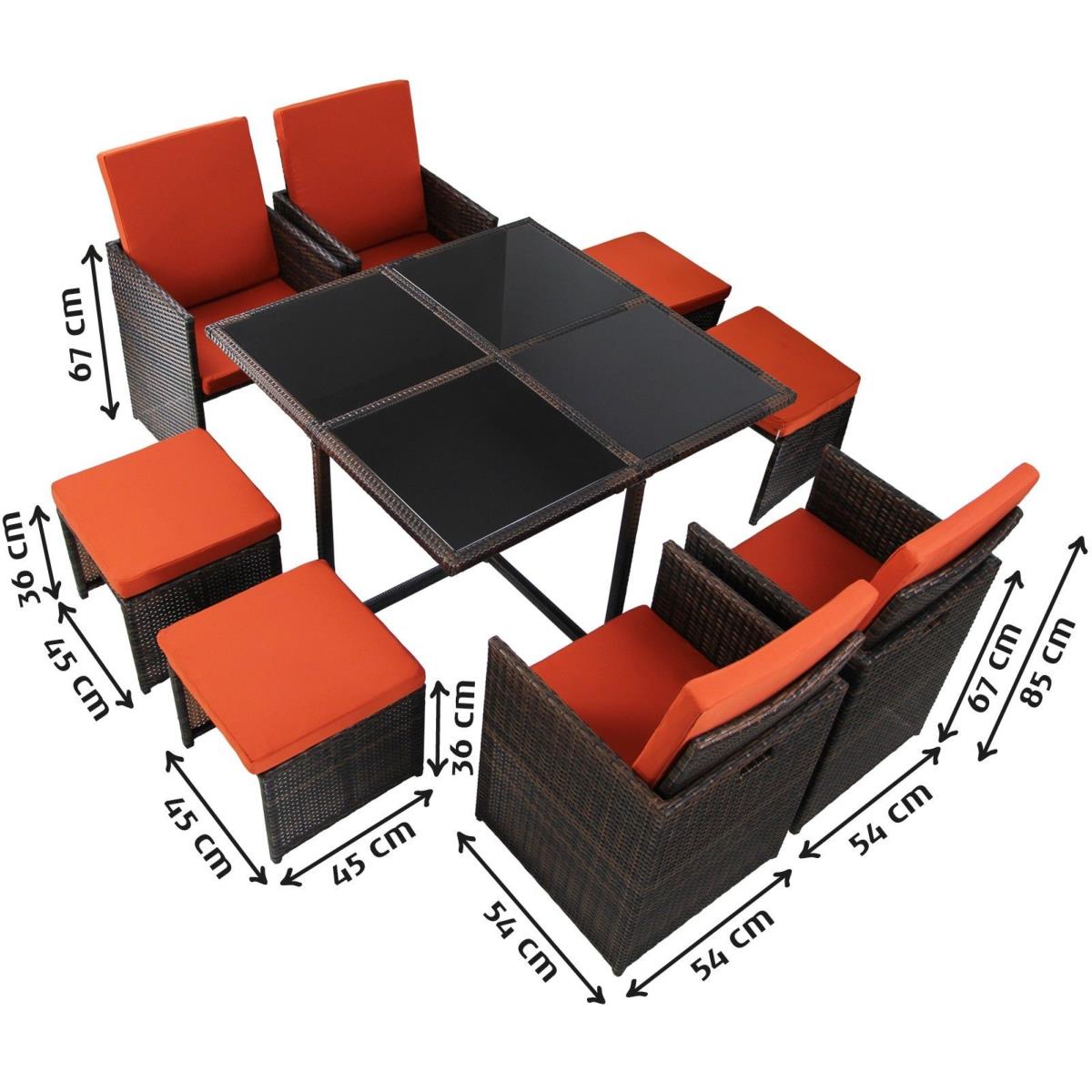 SALON JARDIN 8 places, resine tressée 2 teintes,14 coloris